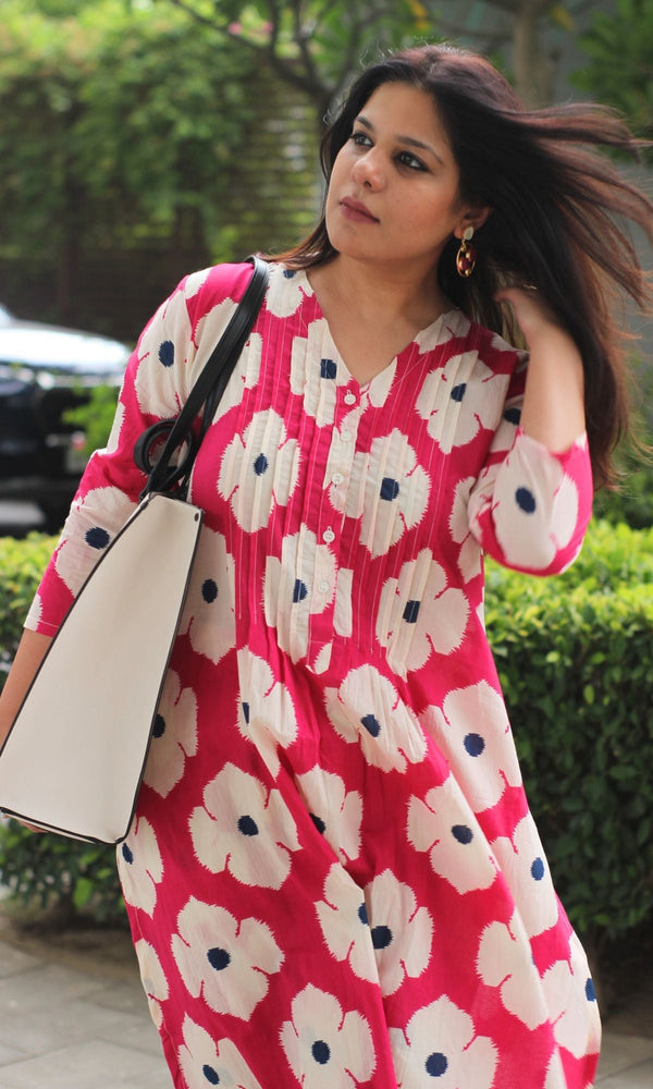 Baareeki Cotton Hot Pink Hibiscus Print Co-ord – Tsuri Trends